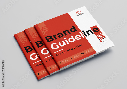 Brand Guideline Booklet Layout with Red Accents. Buy this stock ...