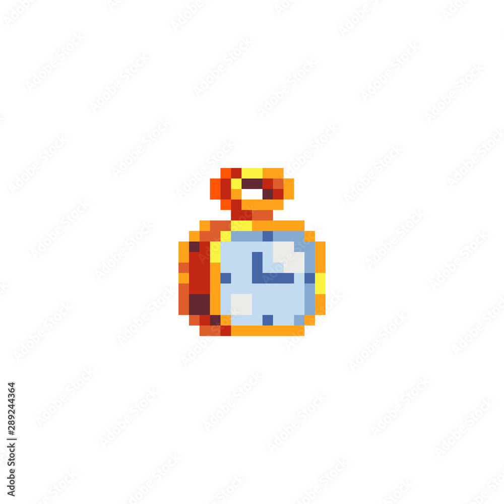 Pocket watch. Golden stopwatch icon. Pixel art flat style. Web design ...