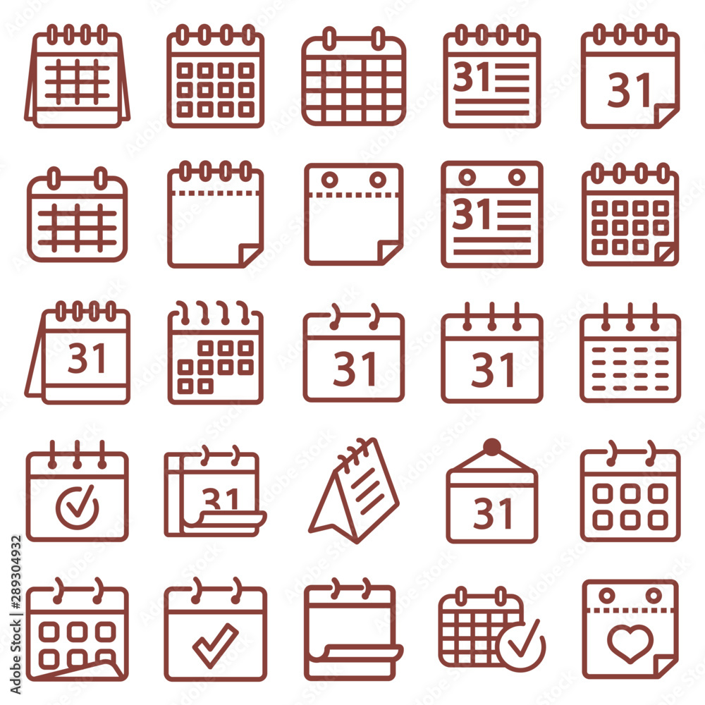 calendar - minimal thin line web icon set. simple vector illustration ...