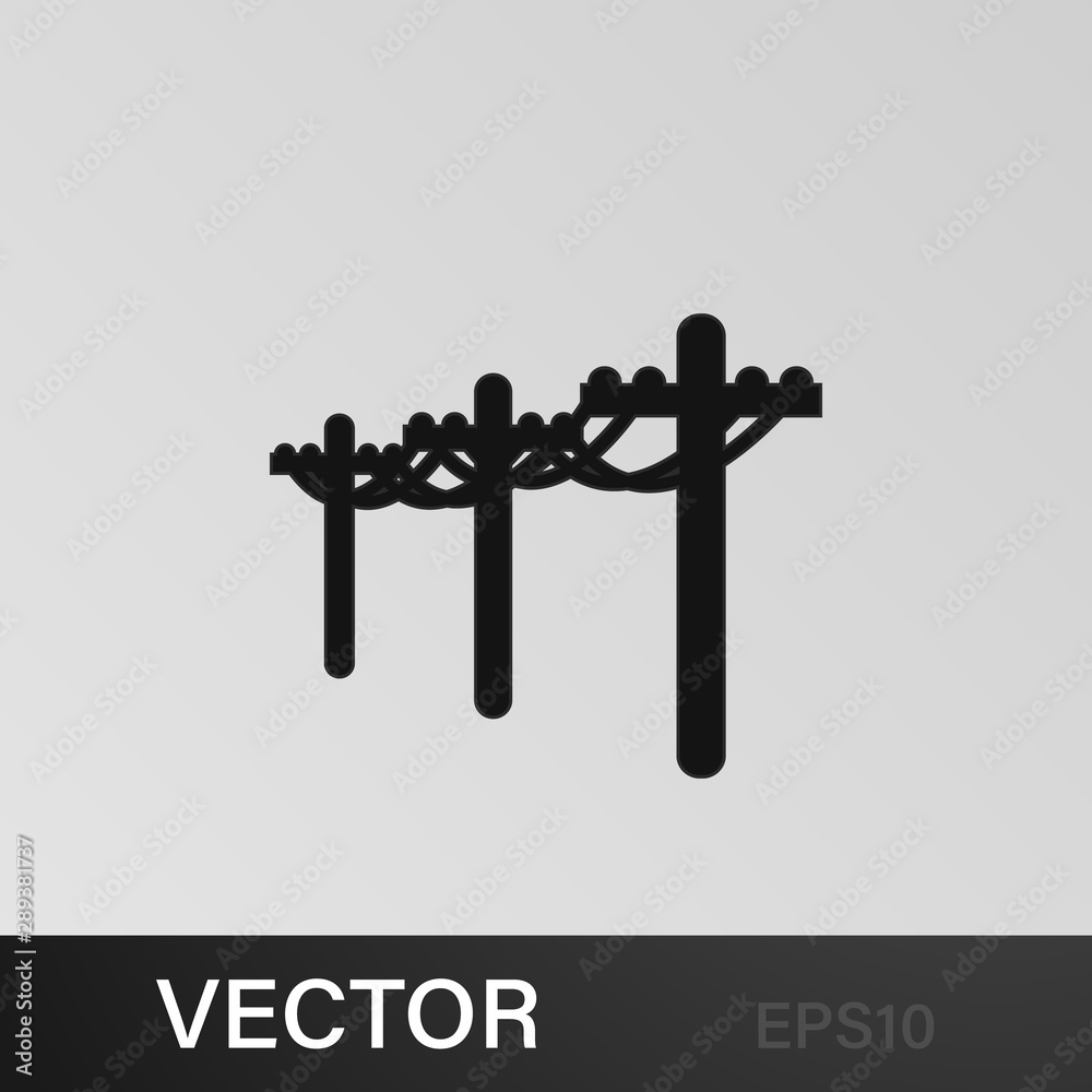 high voltage line, electric poles icon. Signs and symbols can be used ...