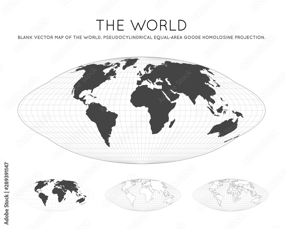 Map of The World. Pseudocylindrical equal-area Goode homolosine ...