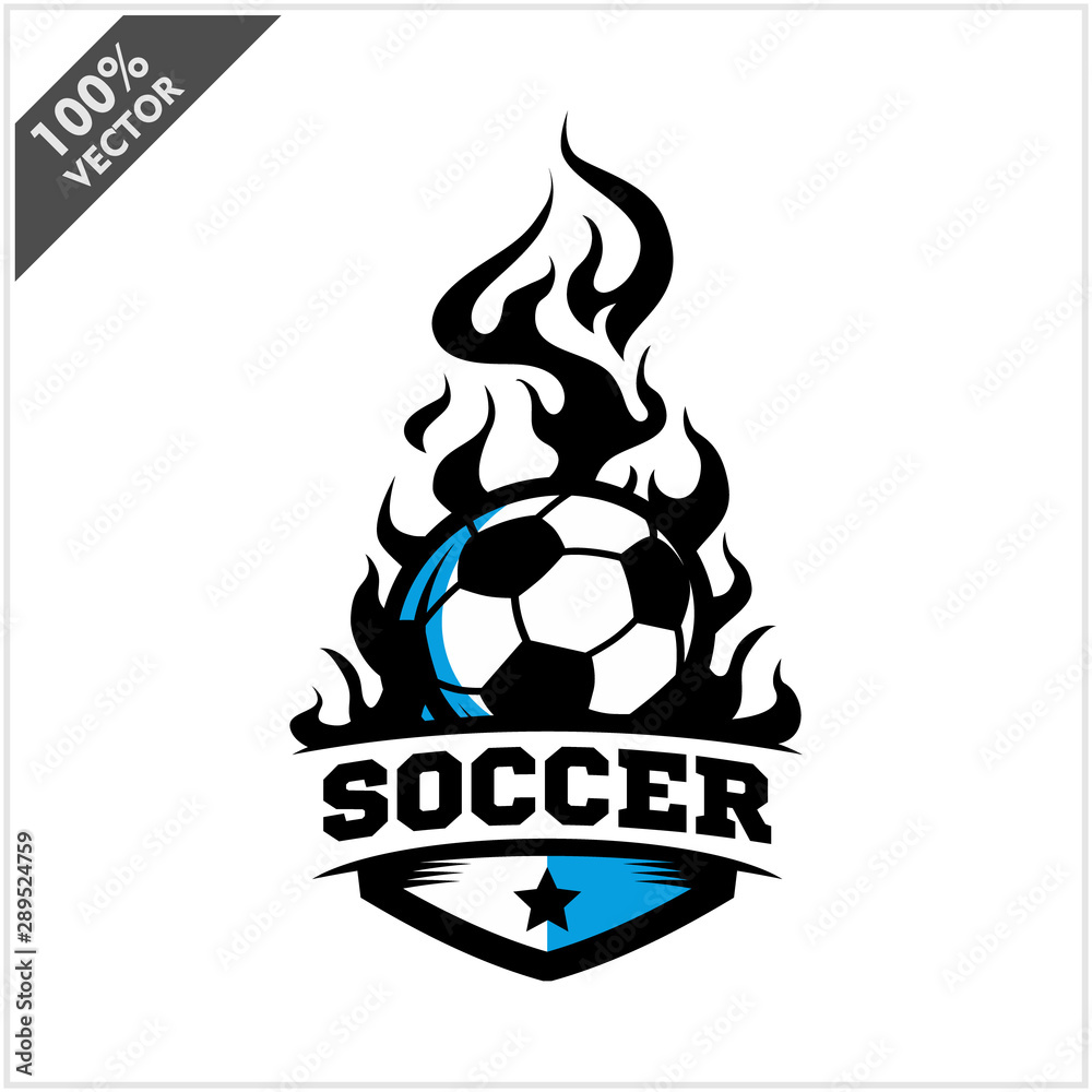 soccer ball flame badge logo vector Stock Vector | Adobe Stock