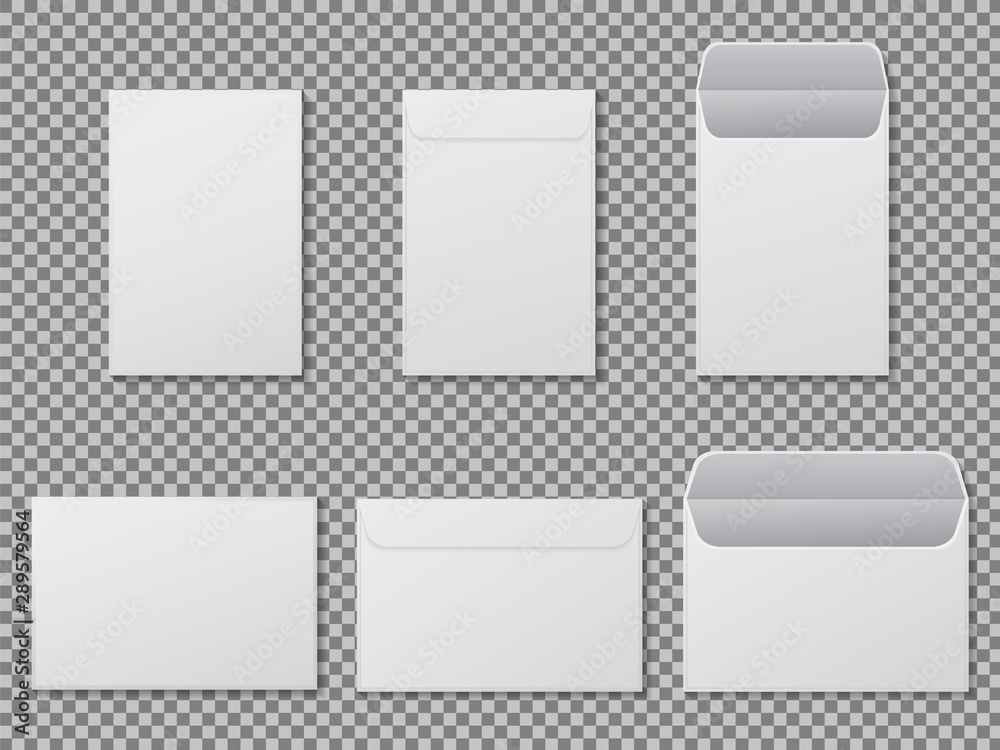 Envelope a4 mockup. Template paper letter, folder. Standard white blank ...
