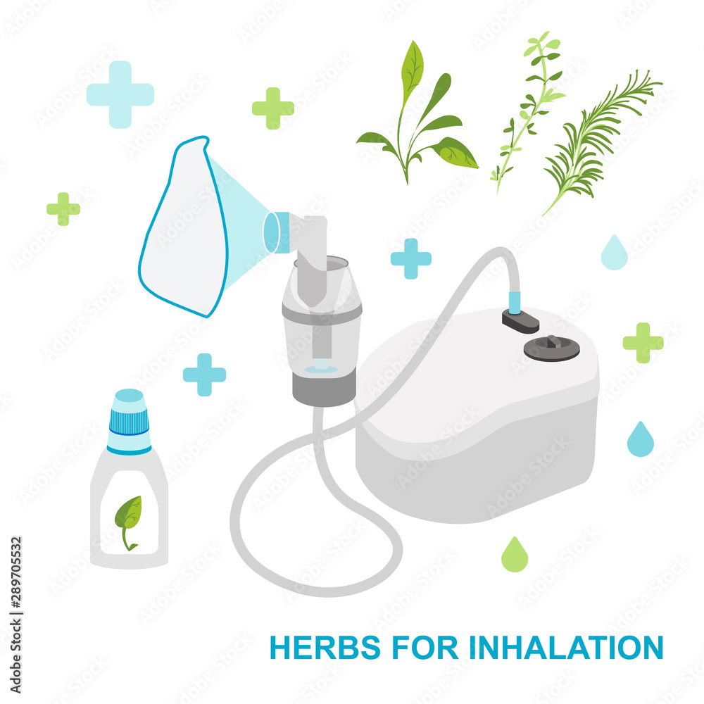 bronchitis Compressor Inhaler with medical herbs. air tube . Steam ...