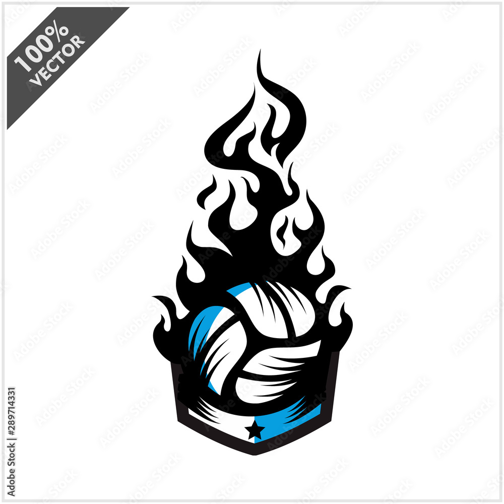 Volleyball ball flame badge logo vector Stock Vector | Adobe Stock