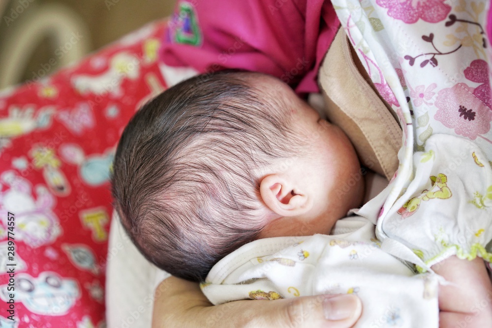 Baby breastfeeding latch,breast feeding newborn nurse on baby's demand ...