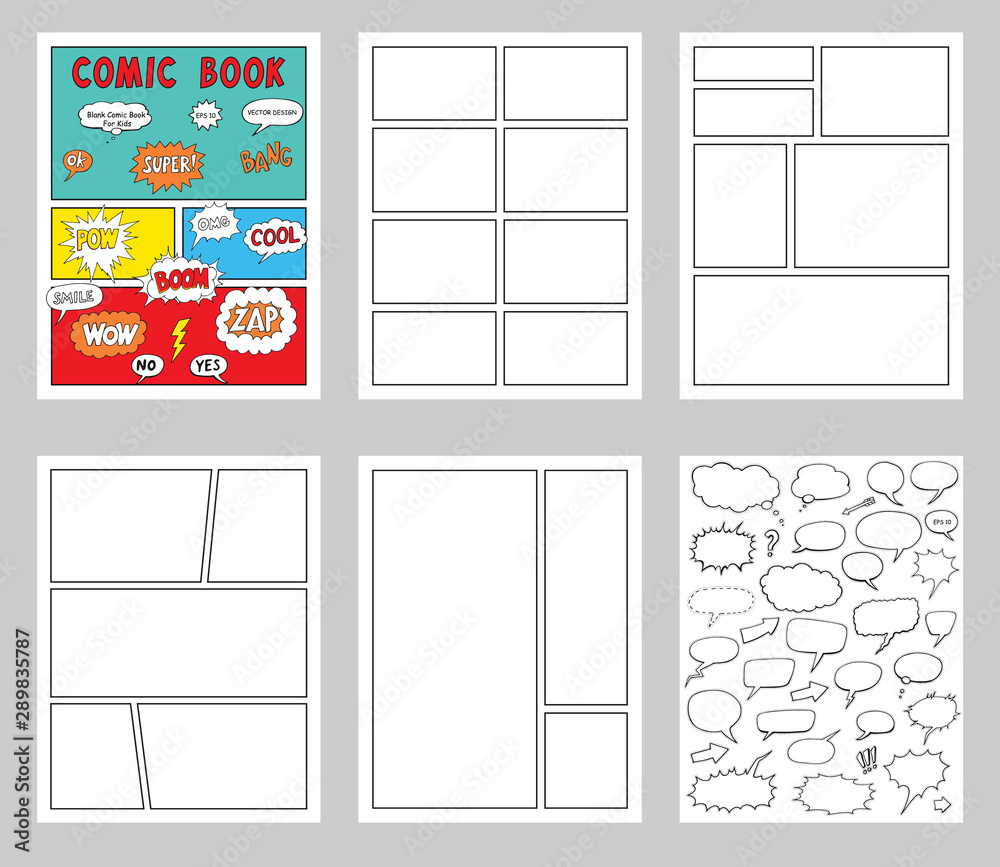 Ilustração comic book Blanks set, text speech bubbles , Comic magazine ...