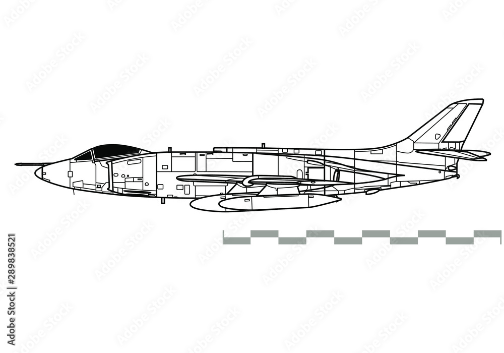 Supermarine Scimitar. Outline vector drawing Stock Vector | Adobe Stock