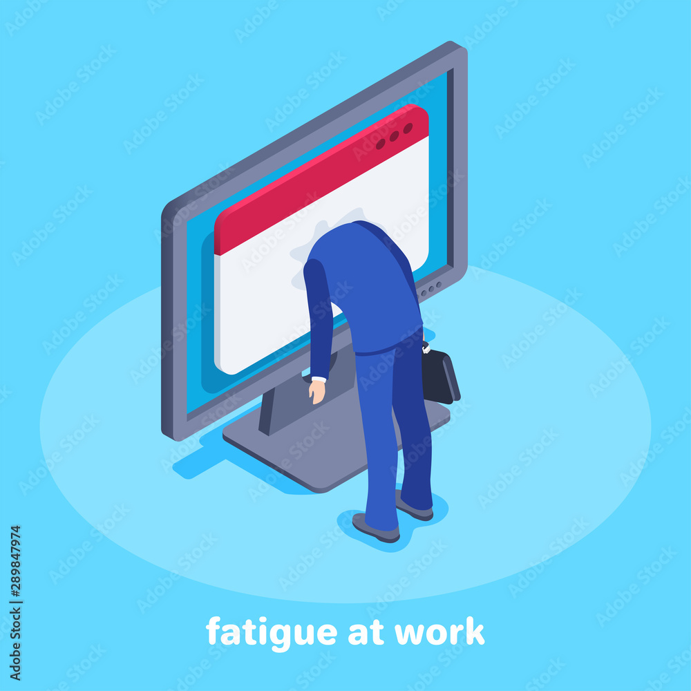 isometric vector image on a blue background, a man in a business suit ...