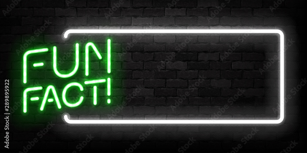 Vector realistic isolated neon sign of Fun Fact frame logo for template ...
