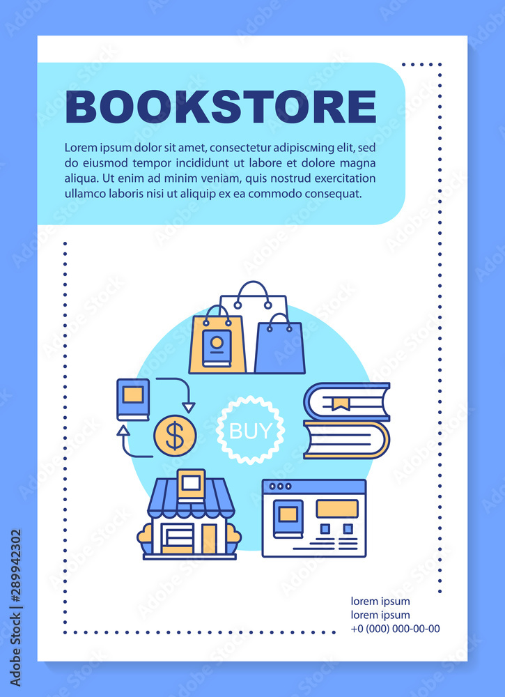 Ebook store poster template layout. Online book shopping. Virtual ...