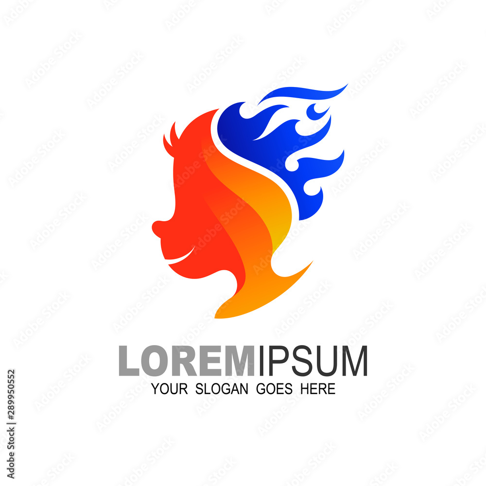 Fire Man Logo. Head Fire Logo Design Template Inspiration, 3d icon ...