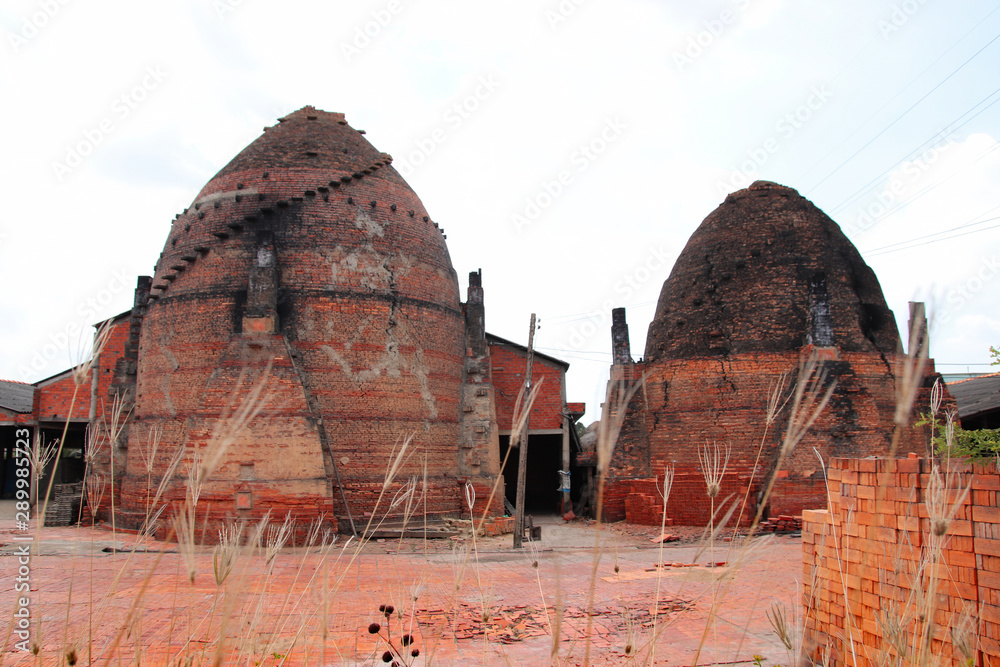 Giant beehive kilns or down-draft dome kiln in the Vinh Long in Mekong ...