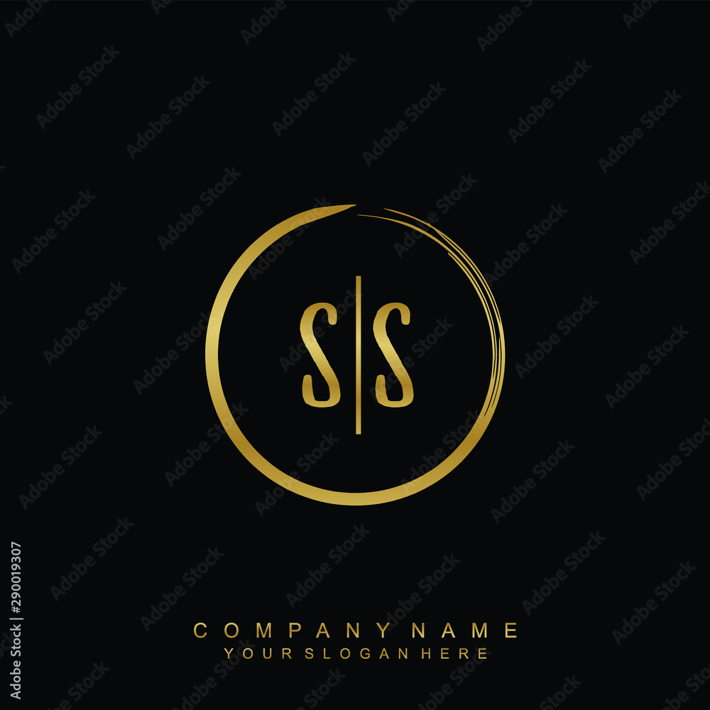 SS initials with a golden circle brush template Stock Vector | Adobe Stock