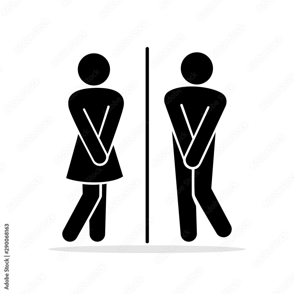 Girls and boys restroom pictograms. Funny toilet couple signing ...