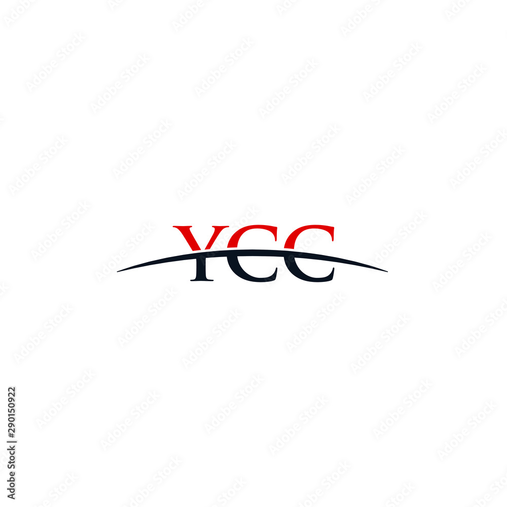 Initial letter YCC, overlapping movement swoosh horizon logo design ...