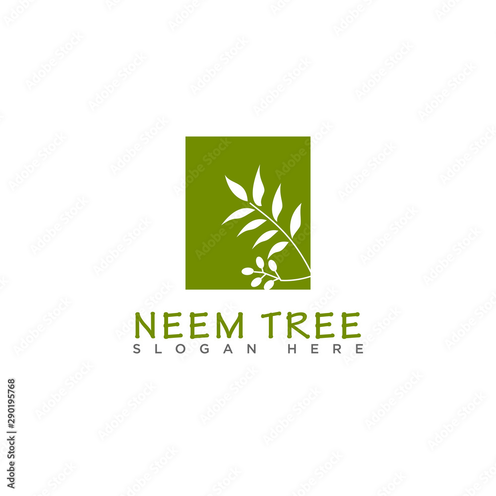 negative space of neem tree logo Stock Vector | Adobe Stock