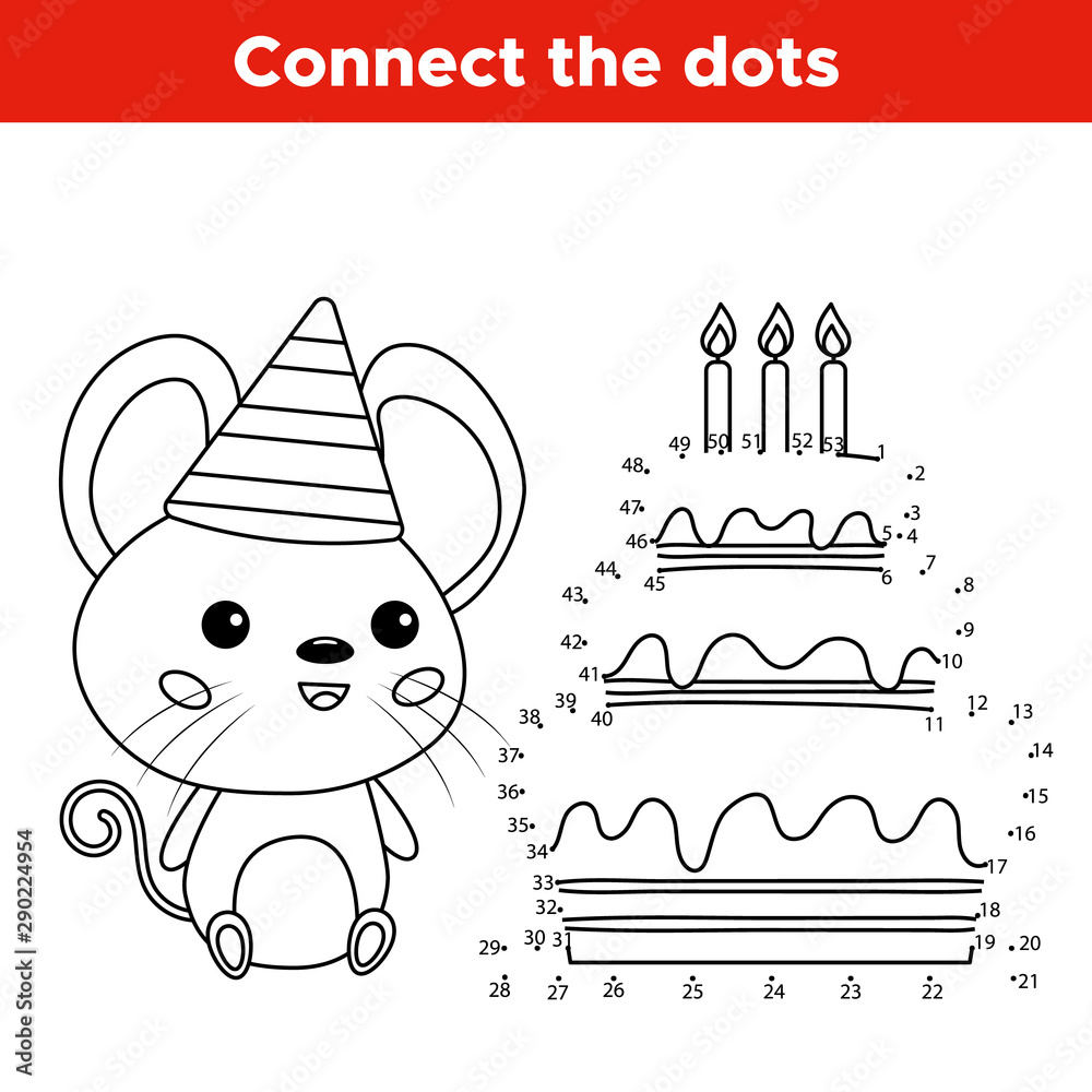 Coloring page for kids. Educational game. Connect number dot to dot ...