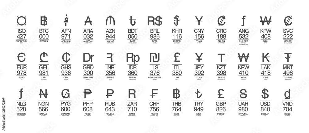 Black Currency icon logo banner set isolated on white background ...