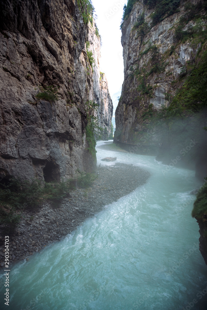 Inside the Aare Gorge, a section of the river Aare that carves through ...