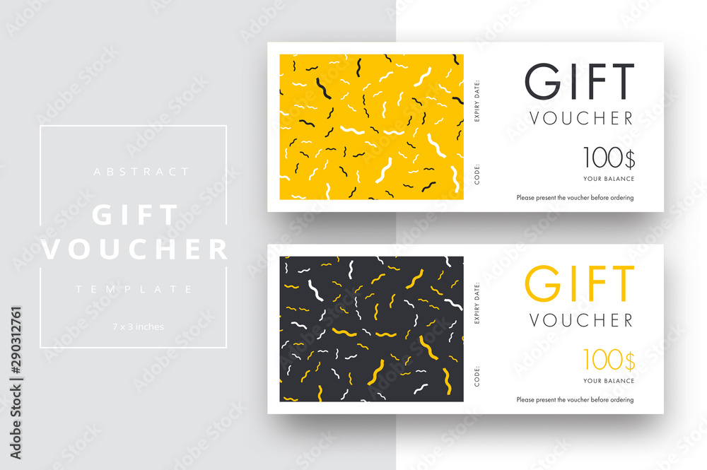 Abstract gift voucher card template. Modern discount coupon or ...