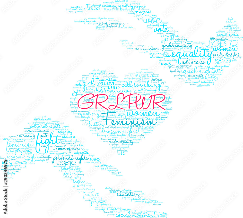 GRL PWR word cloud on a white background. This word cloud title is an ...