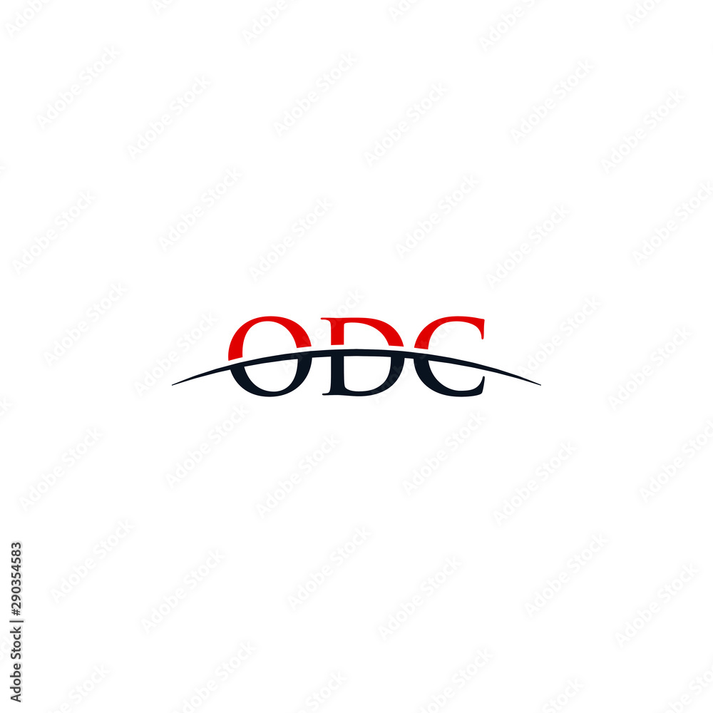 Initial letter ODC, overlapping movement swoosh horizon logo company ...