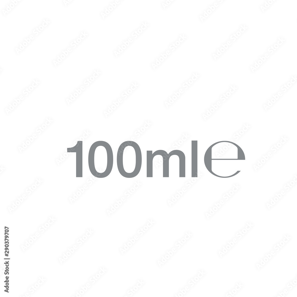 Liter l sign (l-mark) estimated volumes 100 milliliters (ml) Vector ...