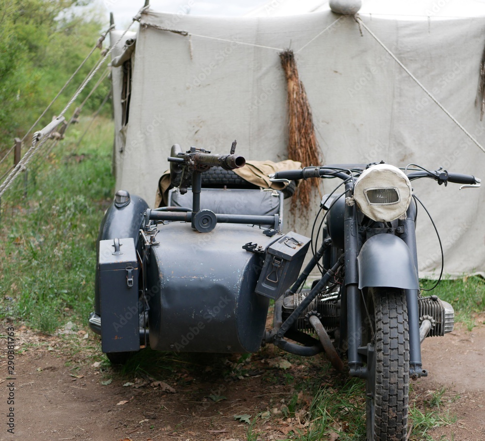 German Wwii Motorcycle With Sidecar