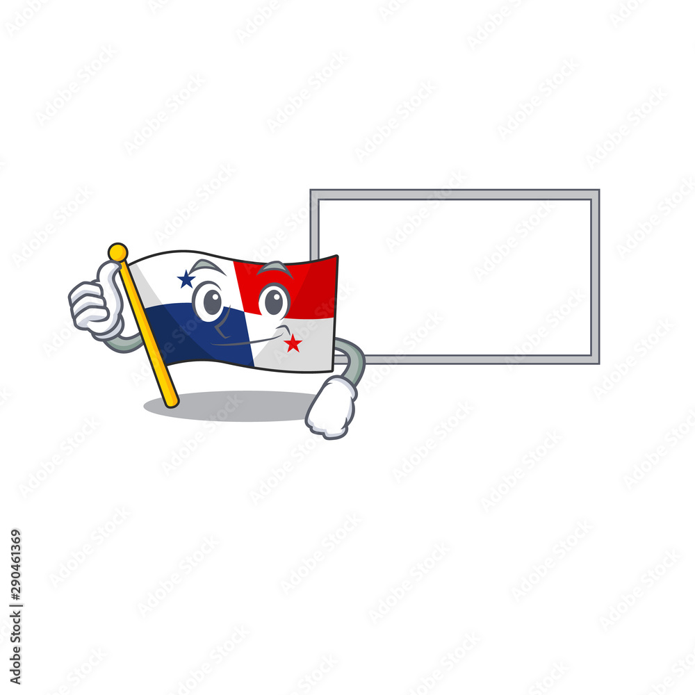 Thumbs up with board panama flag hoisted on mascot pole Stock Vector ...