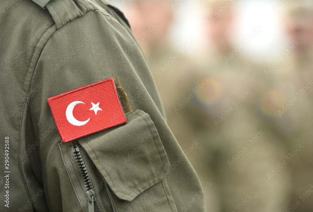 Turkish flag on Turkey army uniform. Turkey troops. Turkish soldier ...