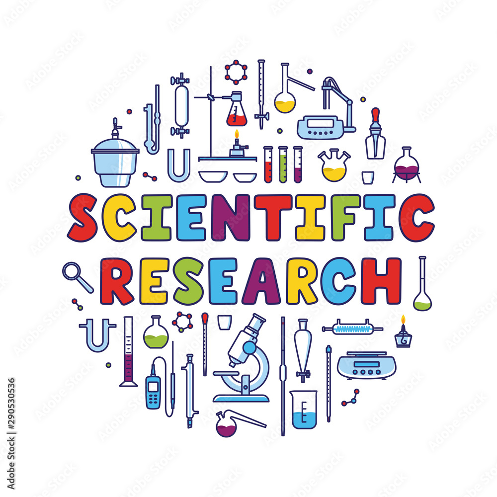 Circle concept with hand lettering Scientific Research and different ...