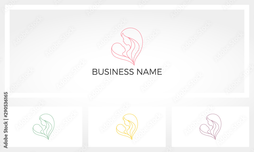 Mother And Child Outlines Logo Stock Vector | Adobe Stock