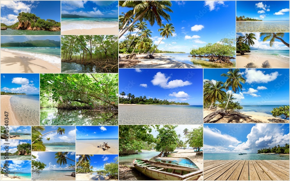 Foto de Stock Collage from views of the Caribbean beaches, amazing ...