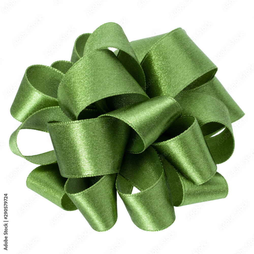 big round bow in green color isolated on white background. Bow image ...
