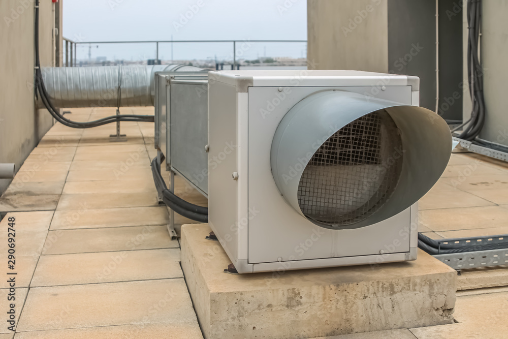 View of air ventilation ducts, extraction and insufflation Stock Photo ...