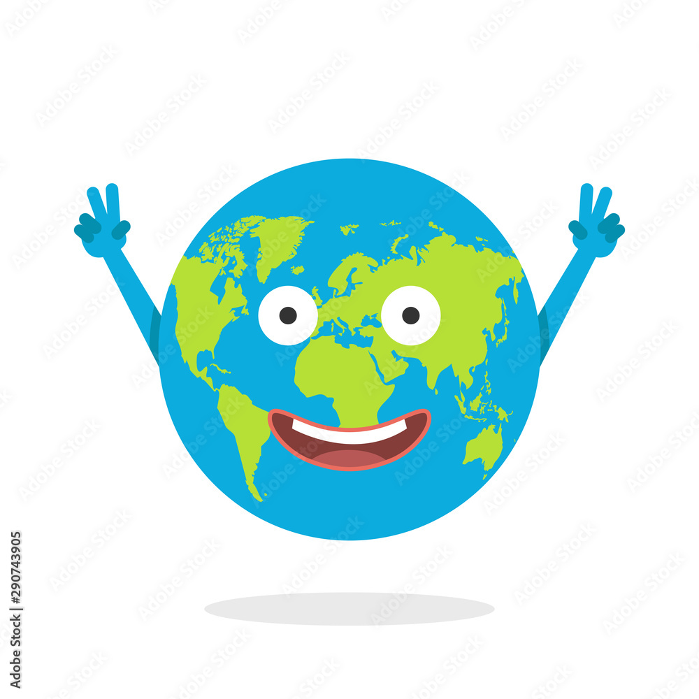 Stock-Vektorgrafik „Cartoon earth character. World map globe with ...