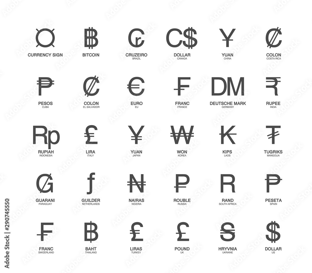 Black Currency icon logo banner set isolated on white background ...