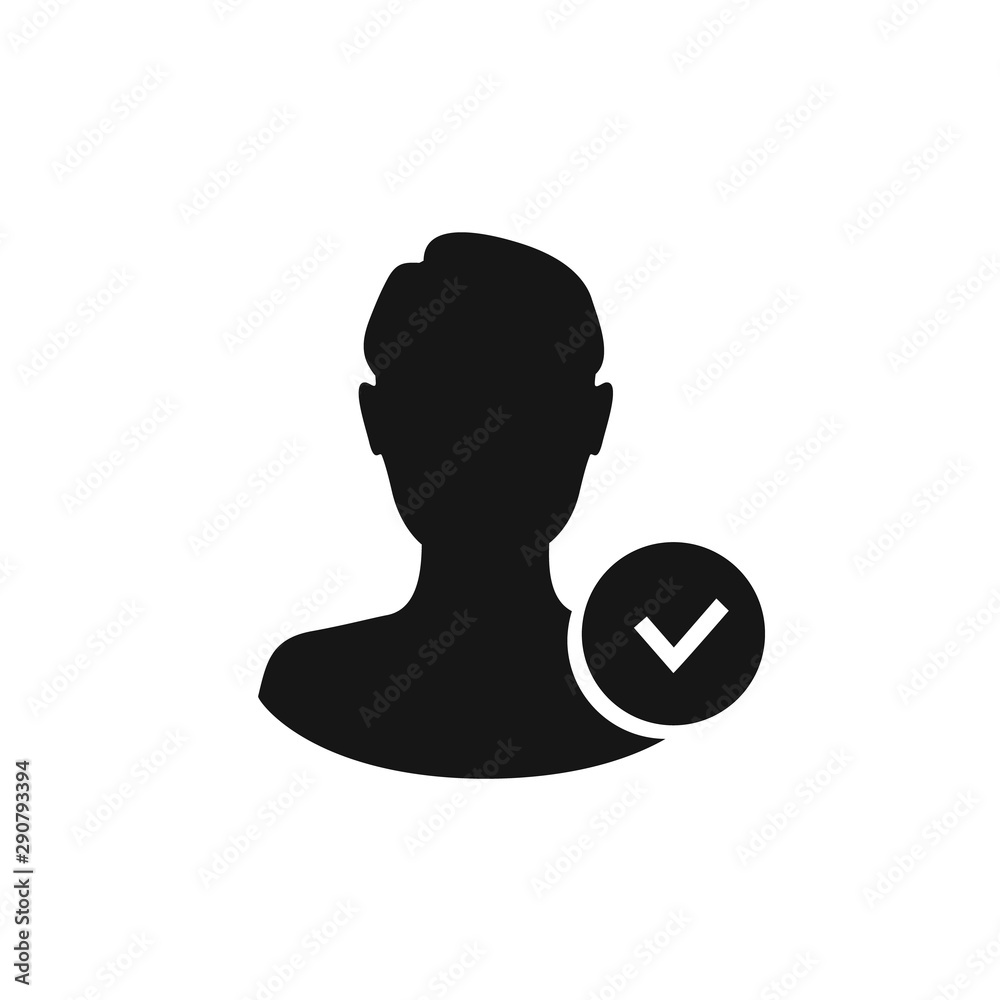 User icon with check sign. Profile icon and approved, confirm, done ...