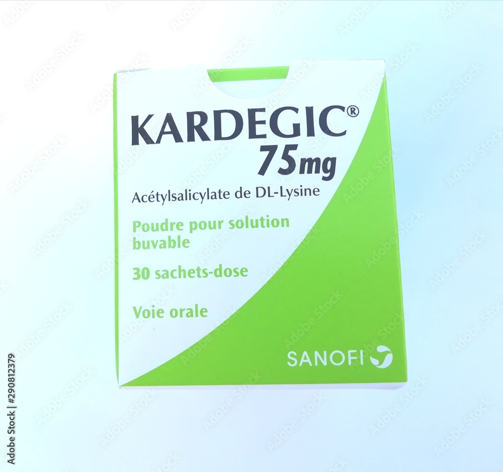 Stock-Foto „kardégic 75mg ,boite de sachets, aspirine,ANTI-THROMBOTIQUE ...