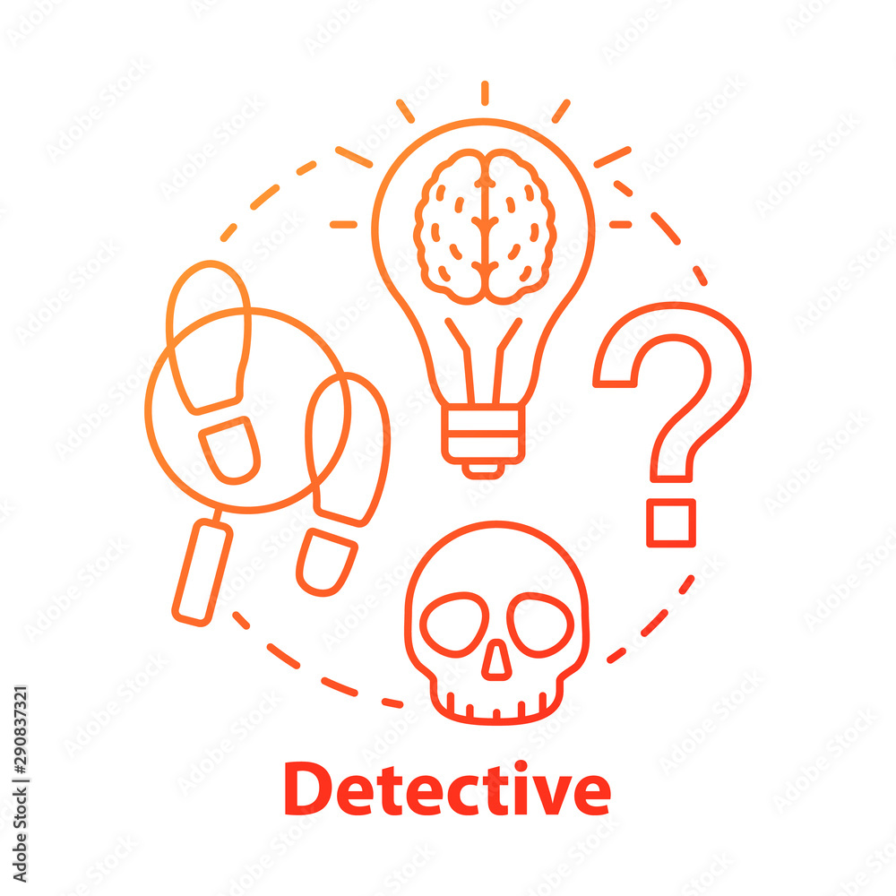 Detective literature red concept icon. Crime fiction idea thin line ...