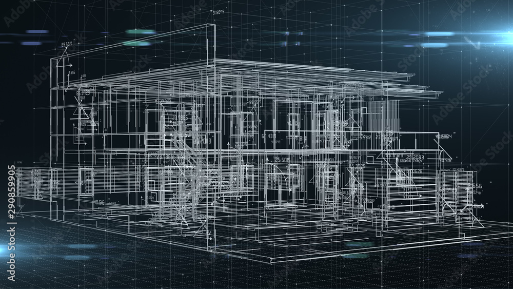 Home structure sketch house blueprint Architecture design - 3D ...