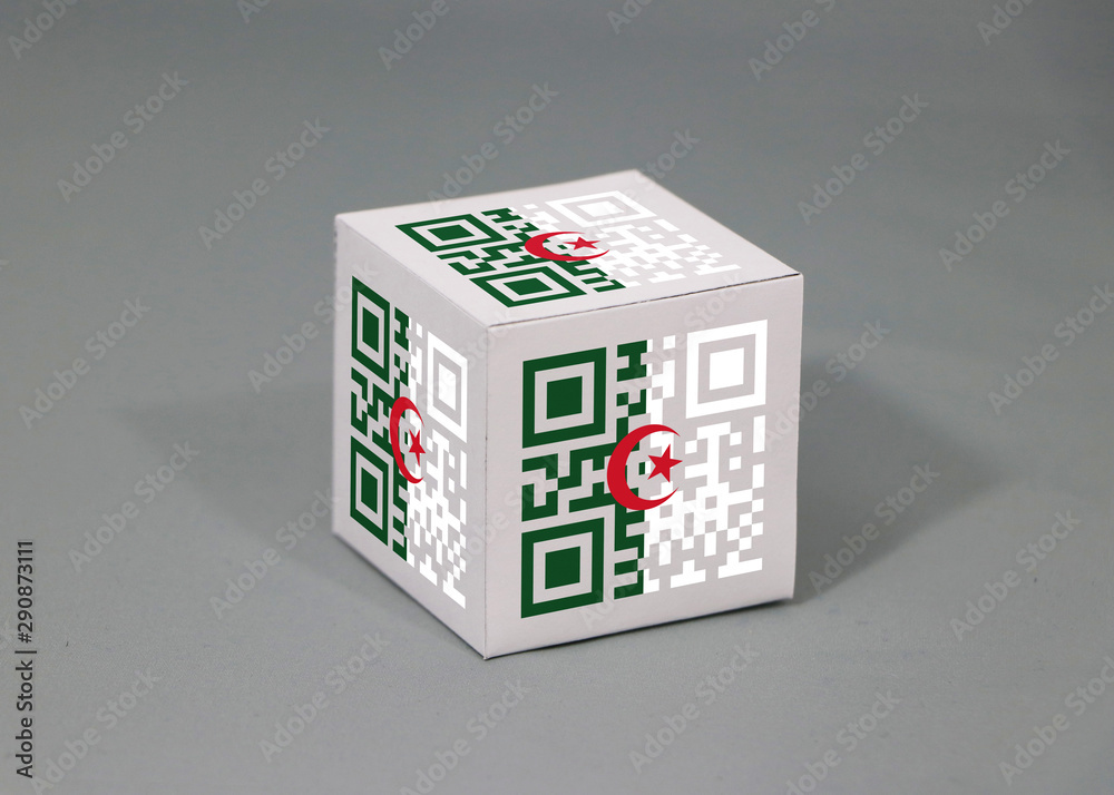 QR code set the color of Algerian flag painted on the cubic. The ...