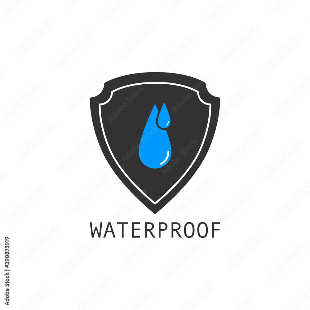 Waterproof logo flat illustration isolated on white background. Stock ...