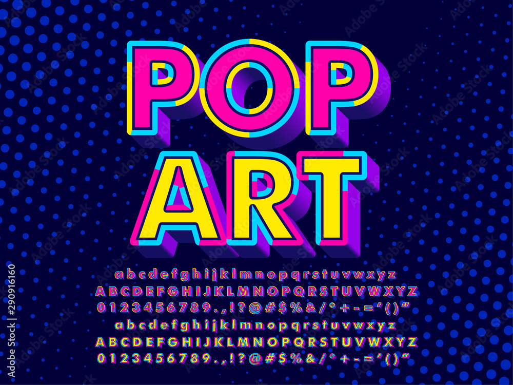 3D Pop Art Text Effect Stock Vector | Adobe Stock