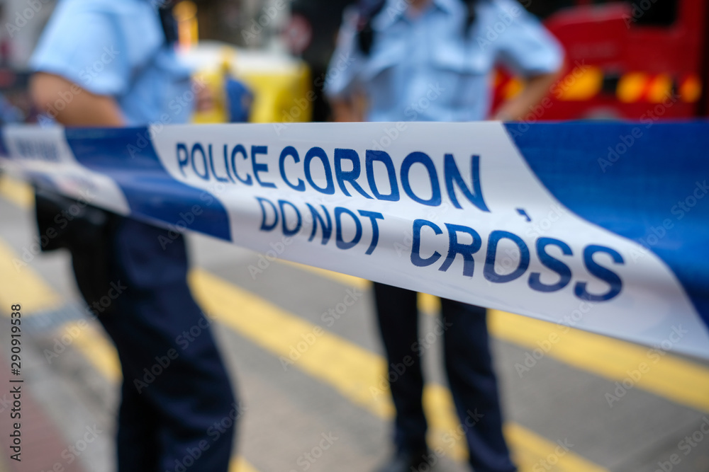 Crime scene investigation police cordon do not cross in Hong Kong Stock ...