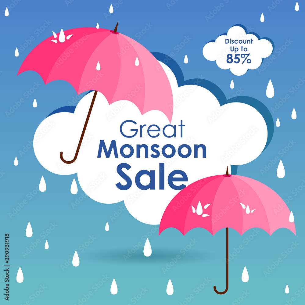 easy to edit vector illustration of great monsoon sale and promotion ...