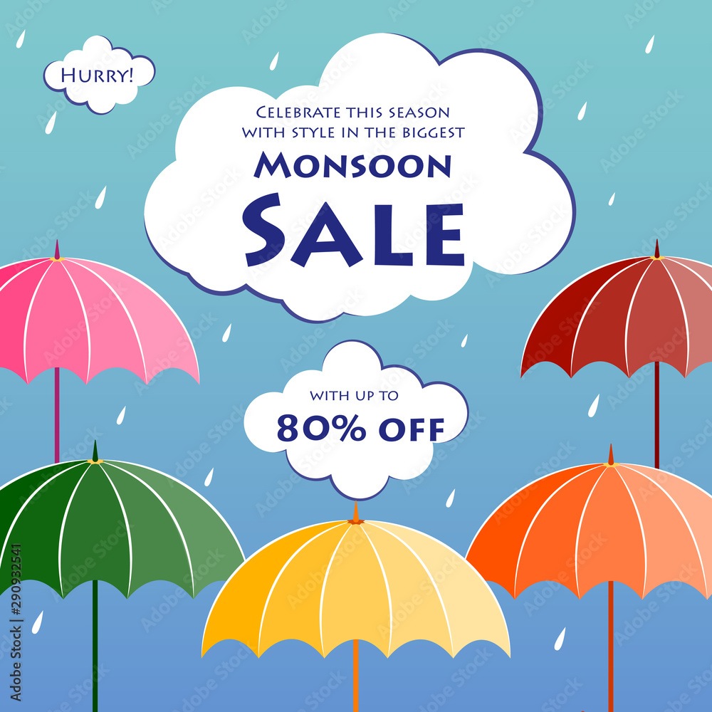 easy to edit vector illustration of great monsoon sale and promotion ...