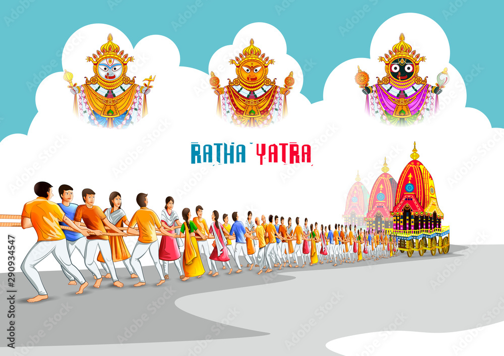 easy to edit vector illustration of Rath Yatra Lord Jagannath festival ...