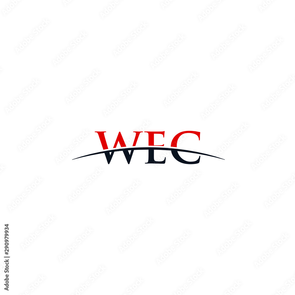 Initial letter WEC, overlapping movement swoosh horizon logo company ...